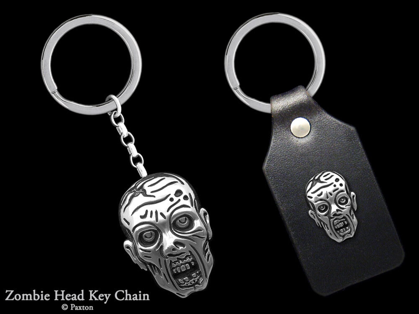 Zombie Head Keychain / Keyring All Sterling Silver or Zombie - Etsy ...