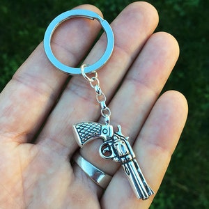 Pistol Revolver Keychain / Keyring Sterling Silver Zombie Gun Key Chain ...