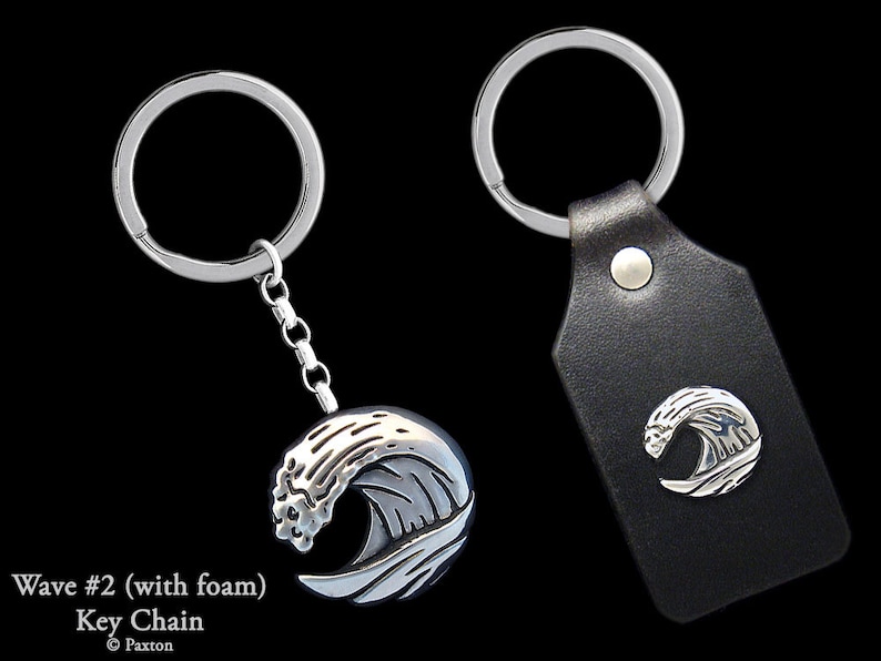 Ocean Wave Keychain / Keyring All Sterling Silver or Wave on - Etsy