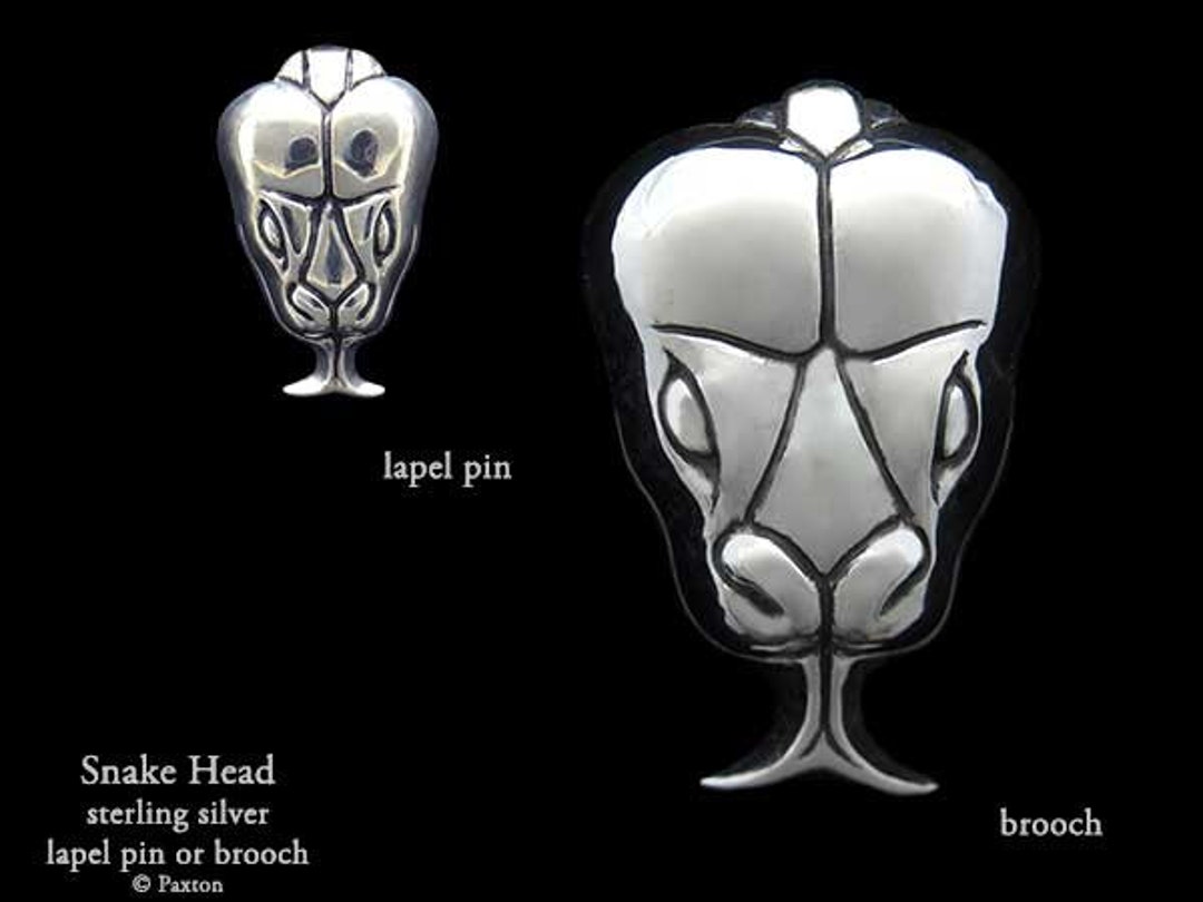 Snake Head Lapel Pin or Snake Head Brooch Sterling Silver - Etsy