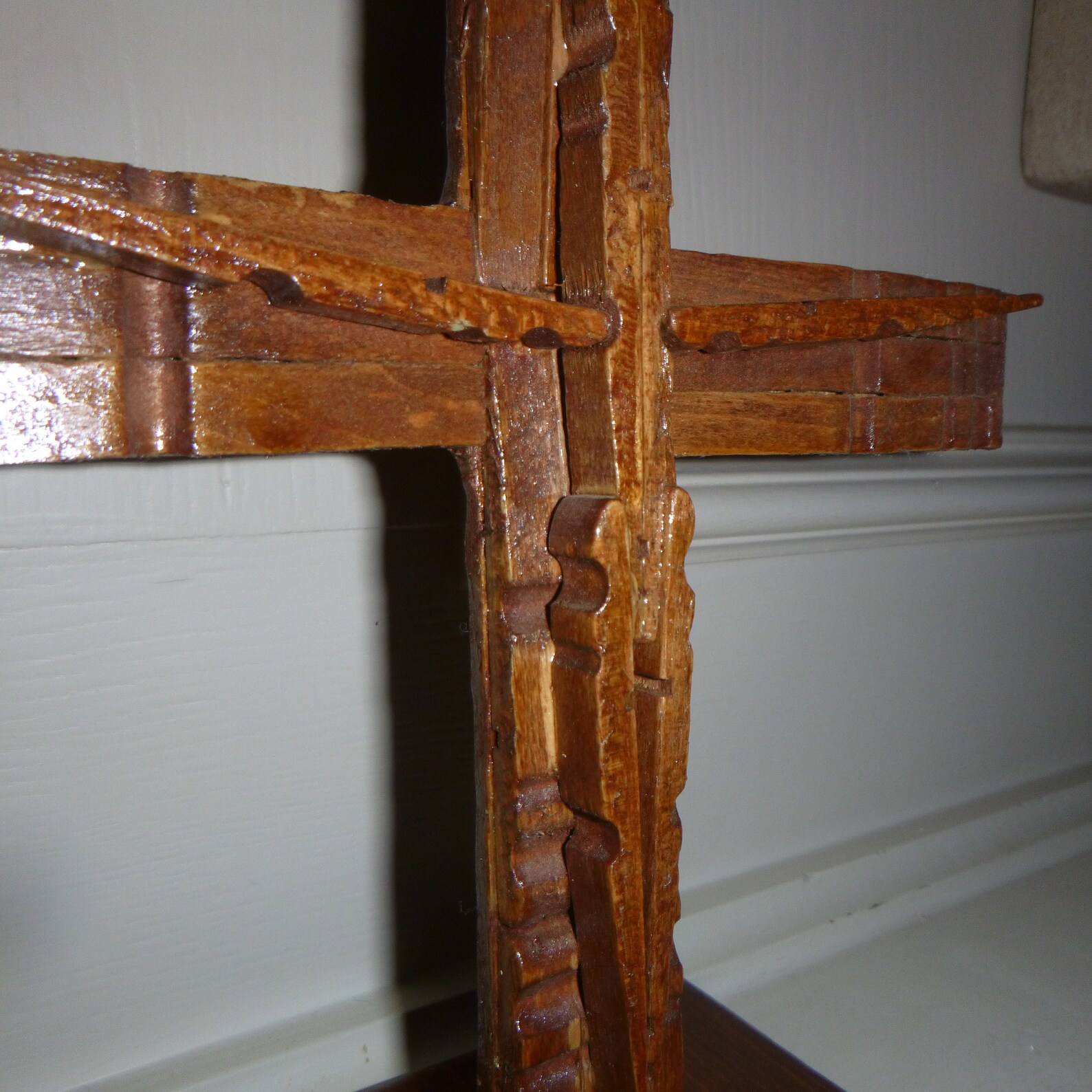 Vintage Old Folk Art Primitive Wooden Hand Carved Cross/stand.. - Etsy