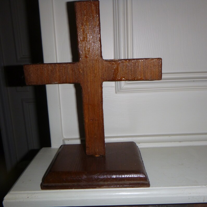 Vintage Old Folk Art Primitive Wooden Hand Carved Cross/stand.. - Etsy