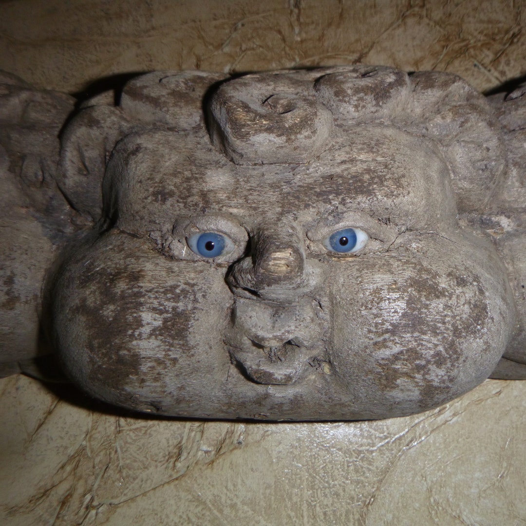 Vintage Shabby/primitive Trio Cherub,putti,putto Wood Carved ...