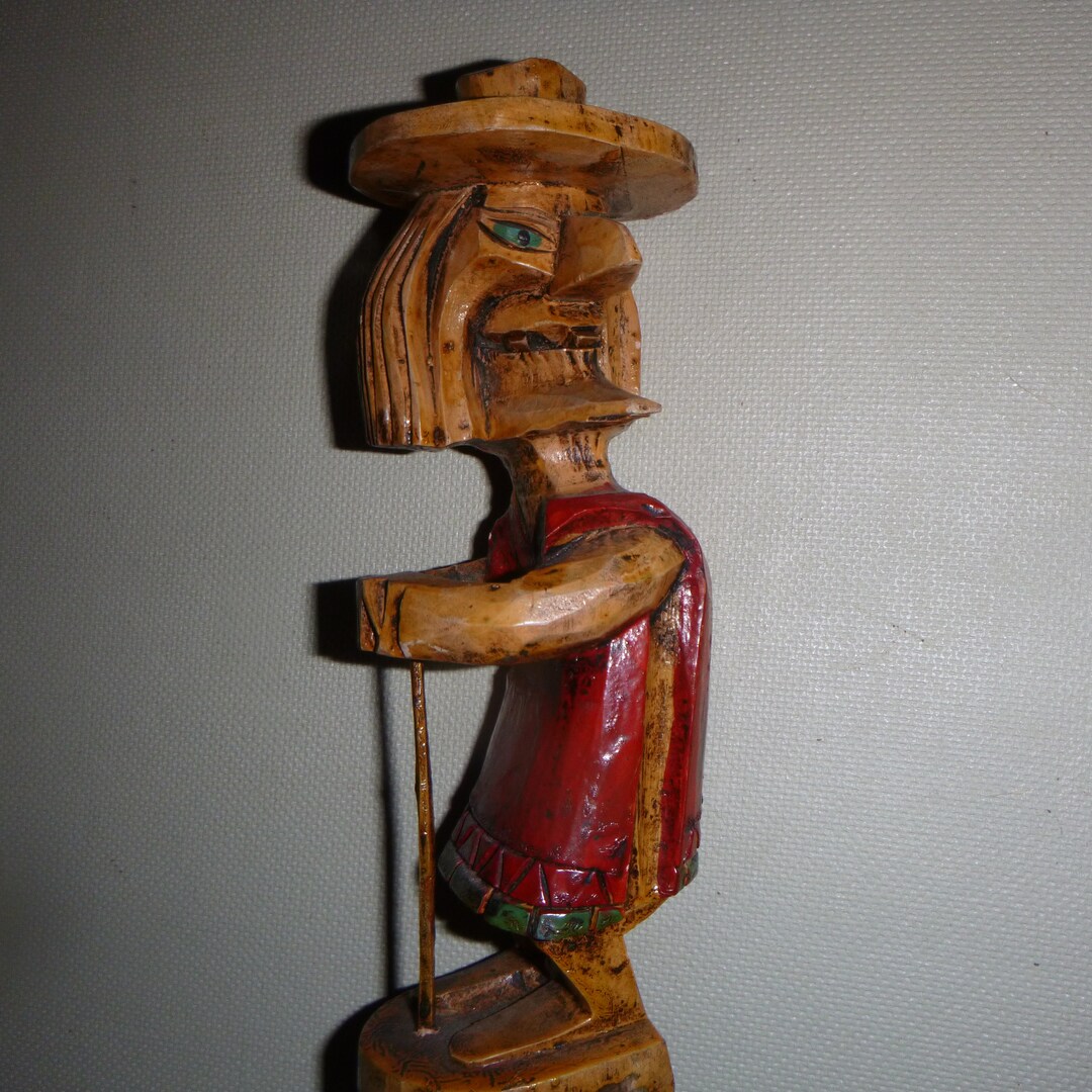 Vintage Whimsical Macabre Wood Carved Old Native/witch Doctor Figure ...