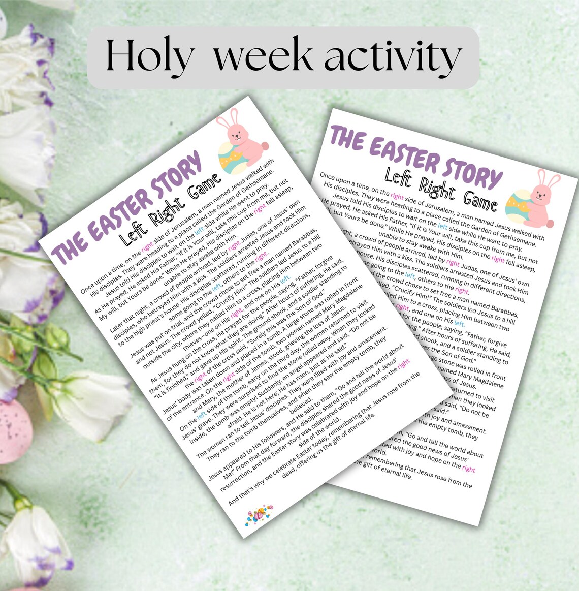Easter Left Right Game,bible Story Pass the Gift,printable Church and ...