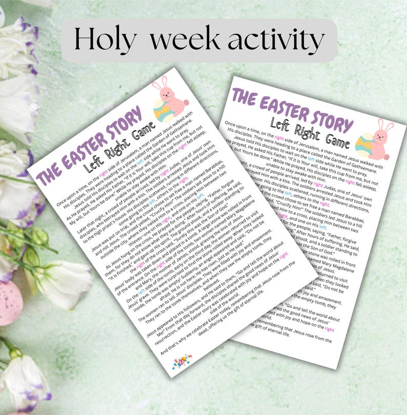 Easter Left Right Game,bible Story Pass the Gift,printable Church and ...