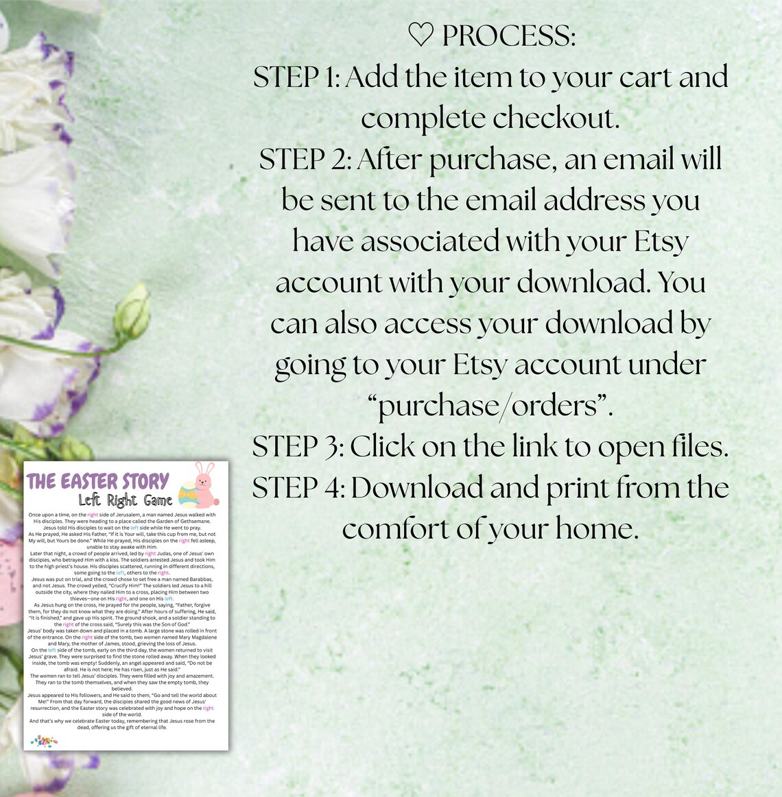 Easter Story Left Right Game: Printable Church Activity (PDF) - Etsy