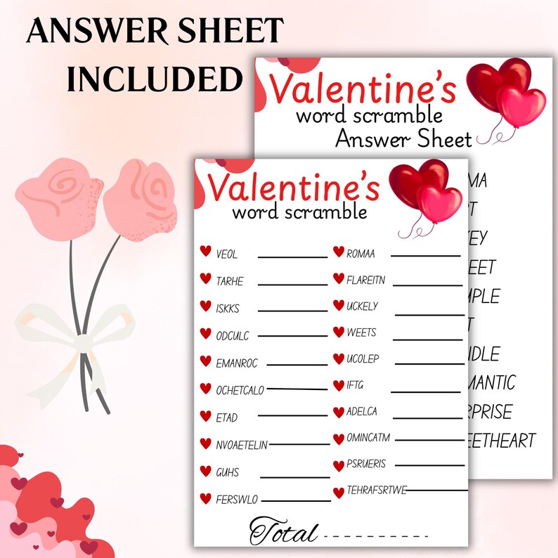 Valentine's Day Word Scramble Game | Printable Love Activity (PDF ...