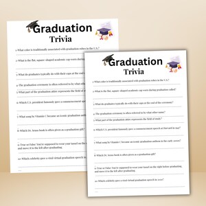 Printable Graduation Trivia Game, Graduation Gifts, Grad Party Games ...