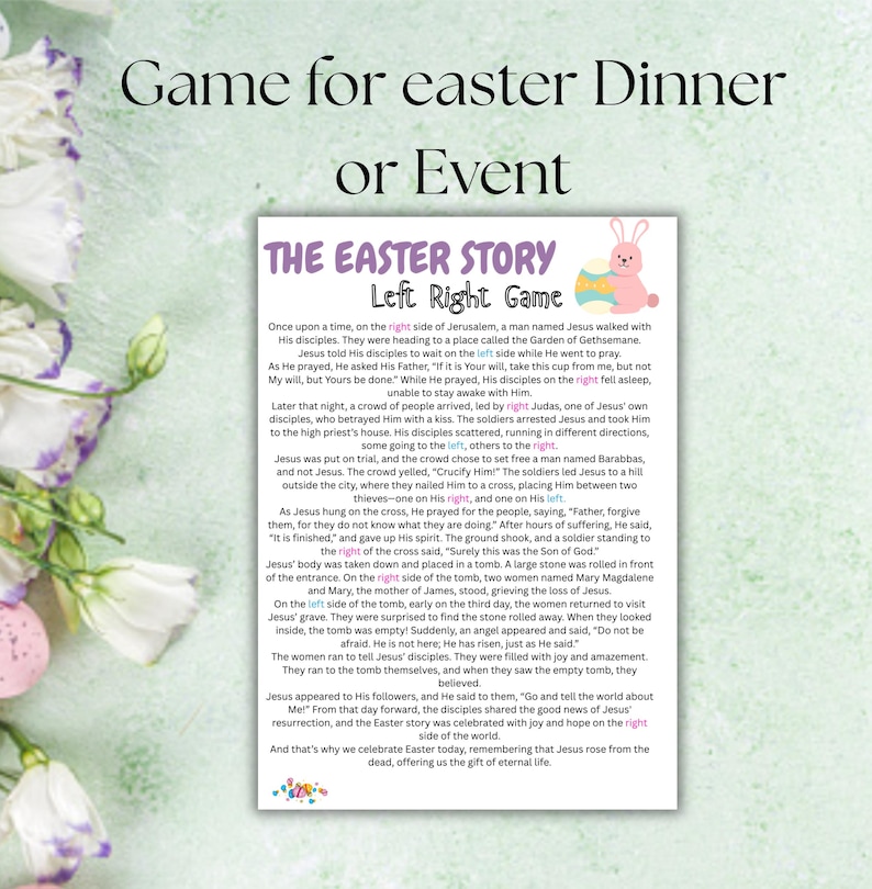 Easter Left Right Game,bible Story Pass the Gift,printable Church and ...