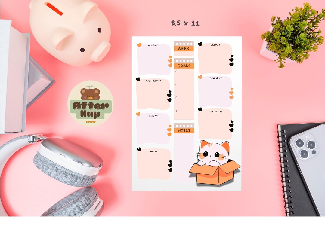 Printable Cute One Week Planner | Instant Download PDF | Also Includes ...