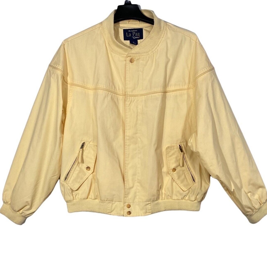 VTG La Paz Catalina Bomber Jacket Yellow Zip Pockets Vented Yacht Boat ...