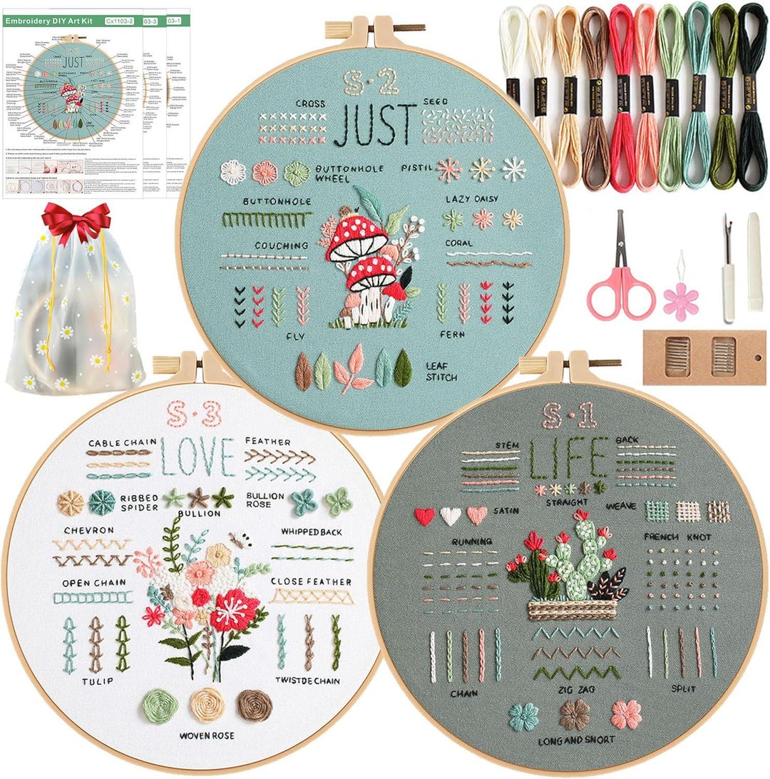 Beginner Embroidery Kit Set, Modern Embroidery Kit Cross Stitch ...