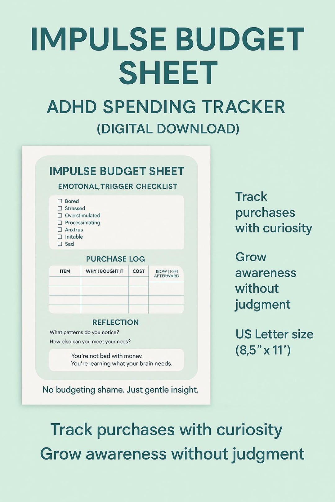Impulse Budget Sheet – ADHD Spending Tracker (digital Download) - Etsy