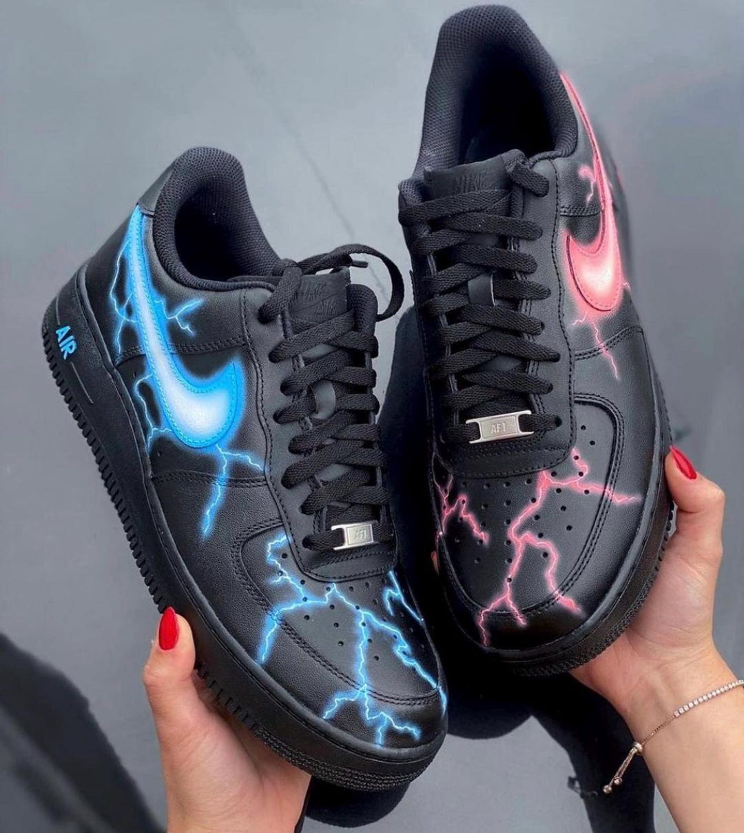 Nike Air Force 1 Lightning Bolt | Custom Lightning Bolt Sneakers | Hand ...