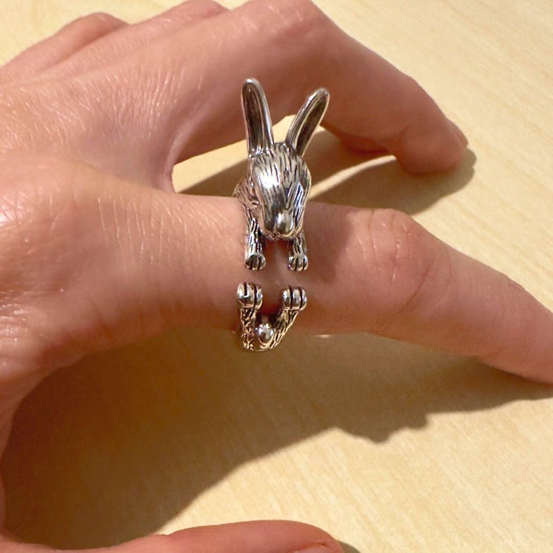 Cute Bunny Rabbit Wrap Ring – Adjustable Animal Ring, Easter Jewelry ...