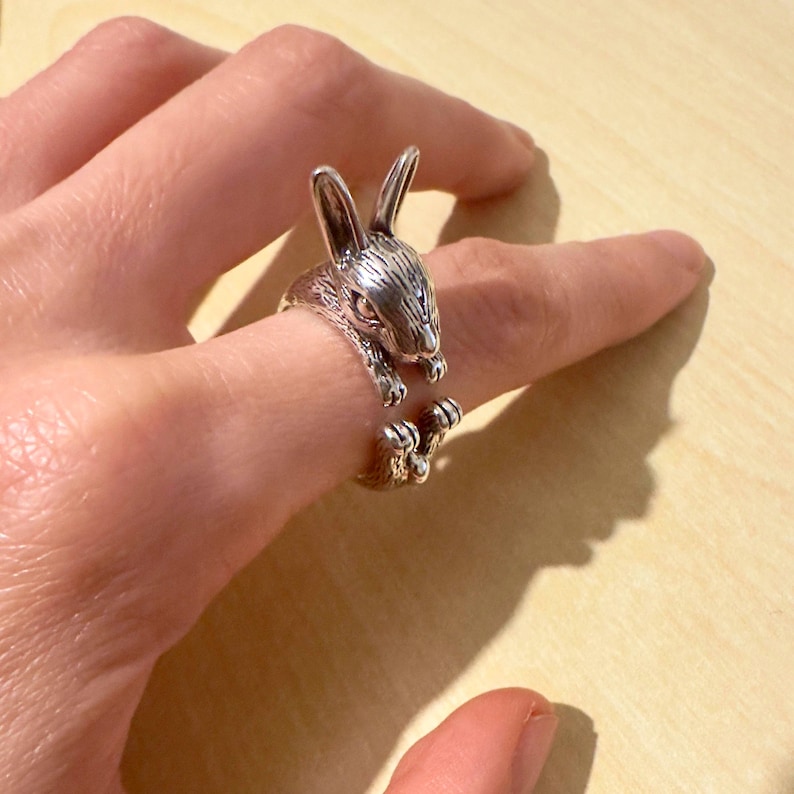 Cute Bunny Rabbit Wrap Ring – Adjustable Animal Ring, Easter Jewelry ...