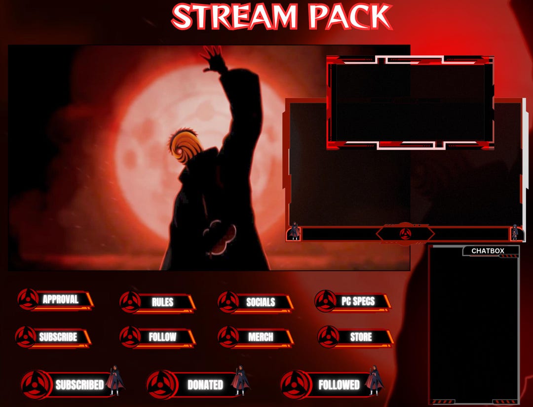 Anime Stream Overlay Pack | Animated Screens, Panels, Webcam (digital ...