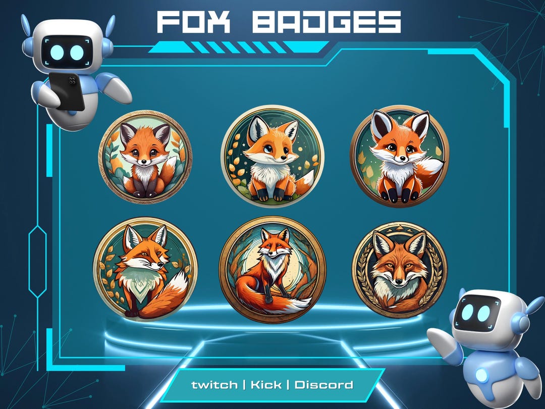Fox Badges for Twitch, Youtube, Kick & Discord | Bit Badges | Sub ...