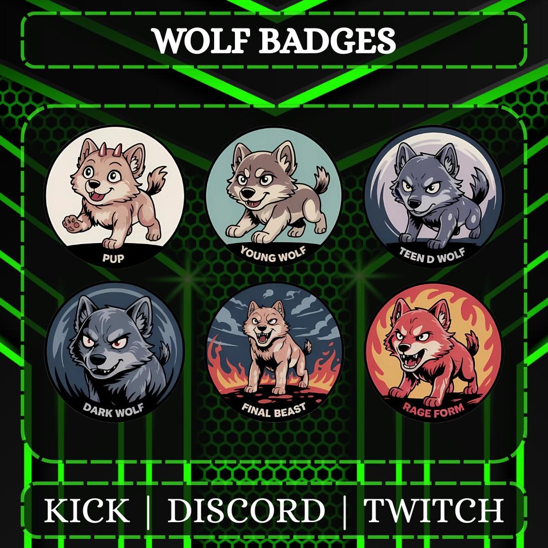 Wolf Sub Badges | Bit Badges | Twitch Badges | Cute Sub Badges | Animal ...