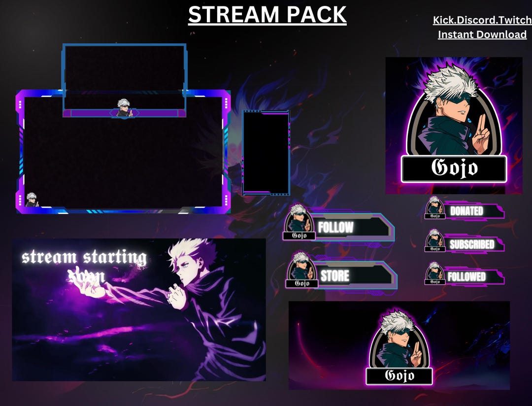 Anime Stream Overlay | Animated Twitch Package (digital Download) - Etsy