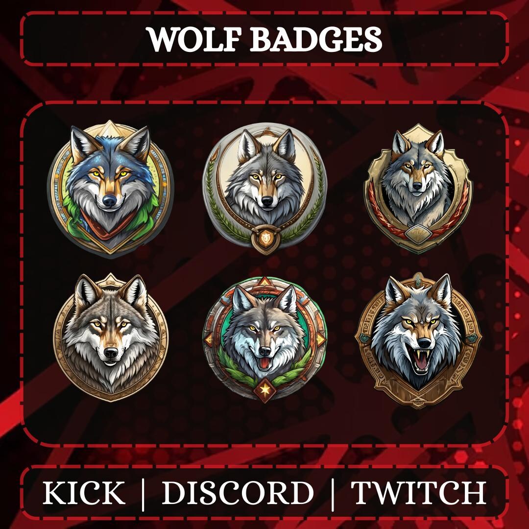 Wolf Sub Badges for Twitch, Kick, Discord (digital Download) - Etsy