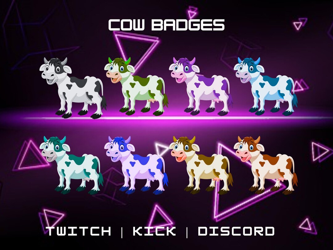 Cow Sub Badges | Twitch, Kick & Discord Loyalty Badges (instant ...
