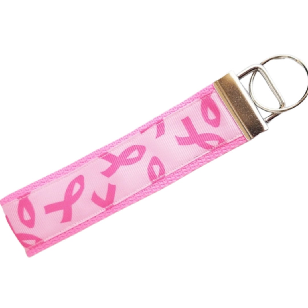 Breast Cancer Ribbon Key Fob, Awareness, Pink Ribbon, Wristlet, Key ...