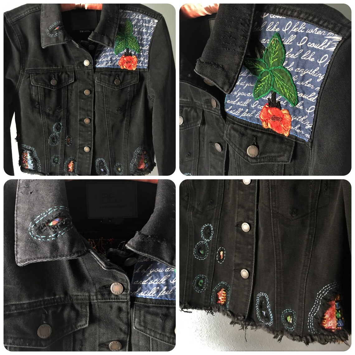 Upcycled Jean Jacket Hand Stitched With Unique One of the Kind ...