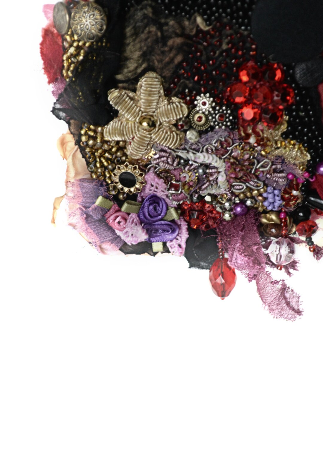 Felted Wool Necklace Decorated With Bead Embroidery, Buttons and Fabric ...