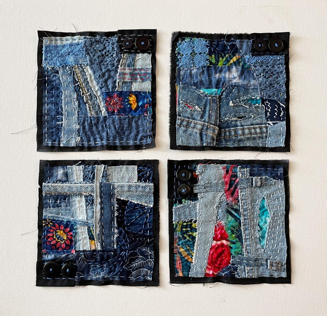 Sashiko Boro Patch, Handmade Sew-on Patch, Patch for Jeans, Denim ...