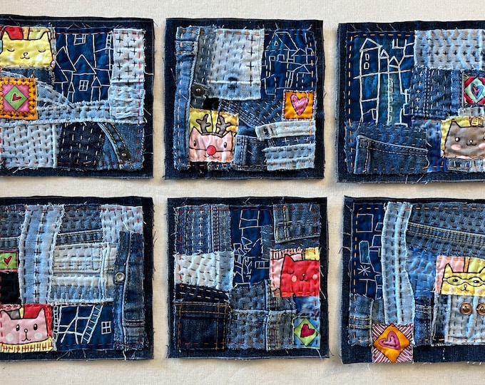 Sashiko, Boro Patch, Handmade Sew-on Patch, Patch for Jeans, Denim ...