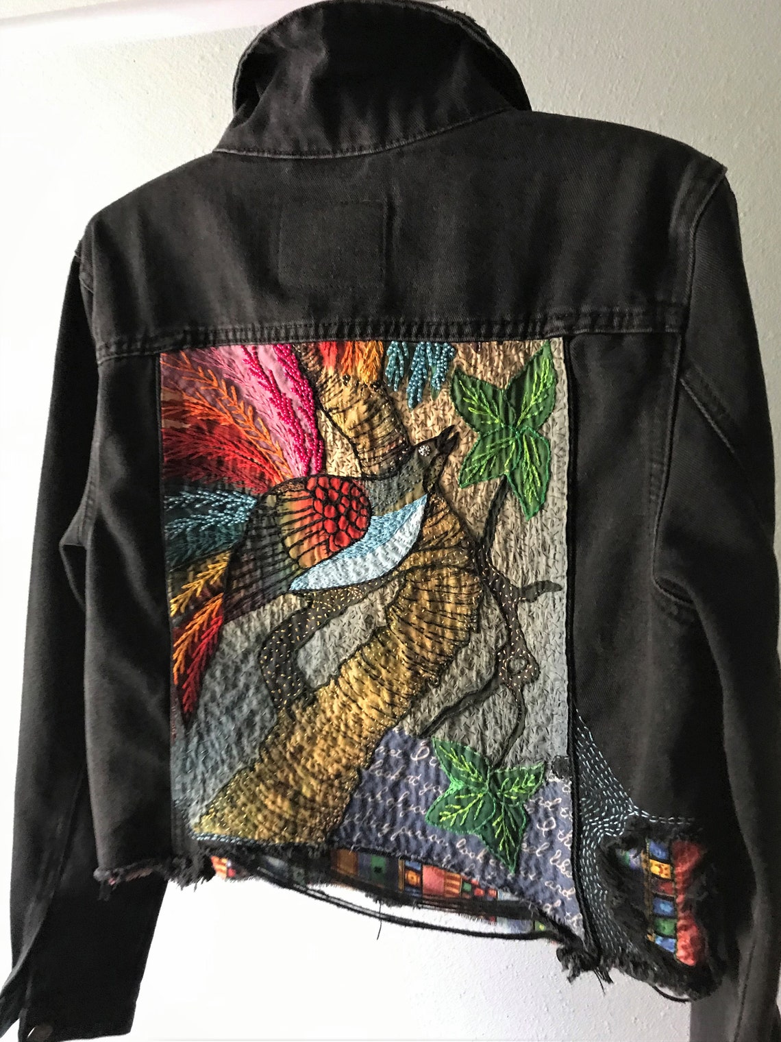Upcycled Jean Jacket Hand Stitched With Unique One of the Kind ...
