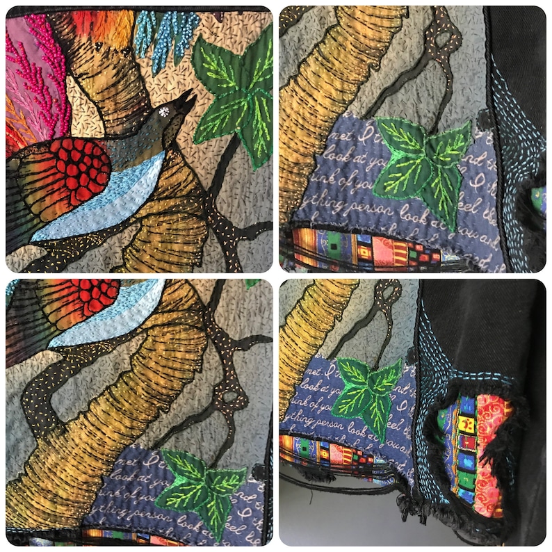 Upcycled Jean Jacket Hand Stitched With Unique One of the Kind ...