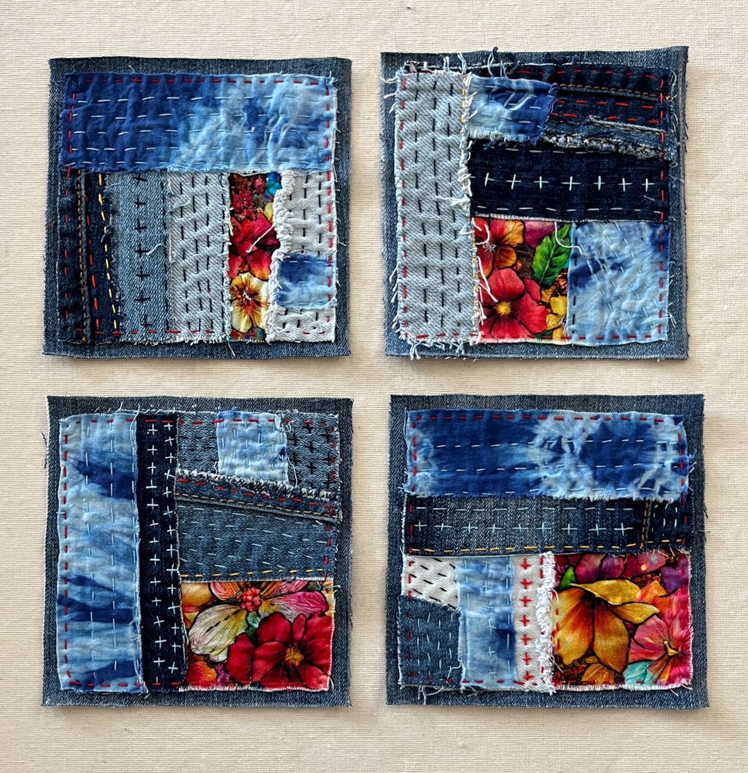 Sashiko, Boro Patch, Handmade Sew-on Patch, Patch for Jeans, Denim ...