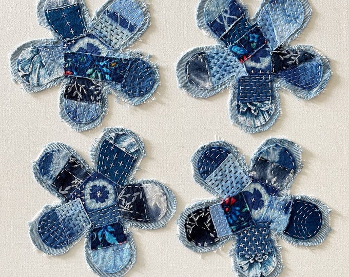Flower Patch, Sashiko, Boro Patch, Handmade Sew-on Patch, Patch for ...