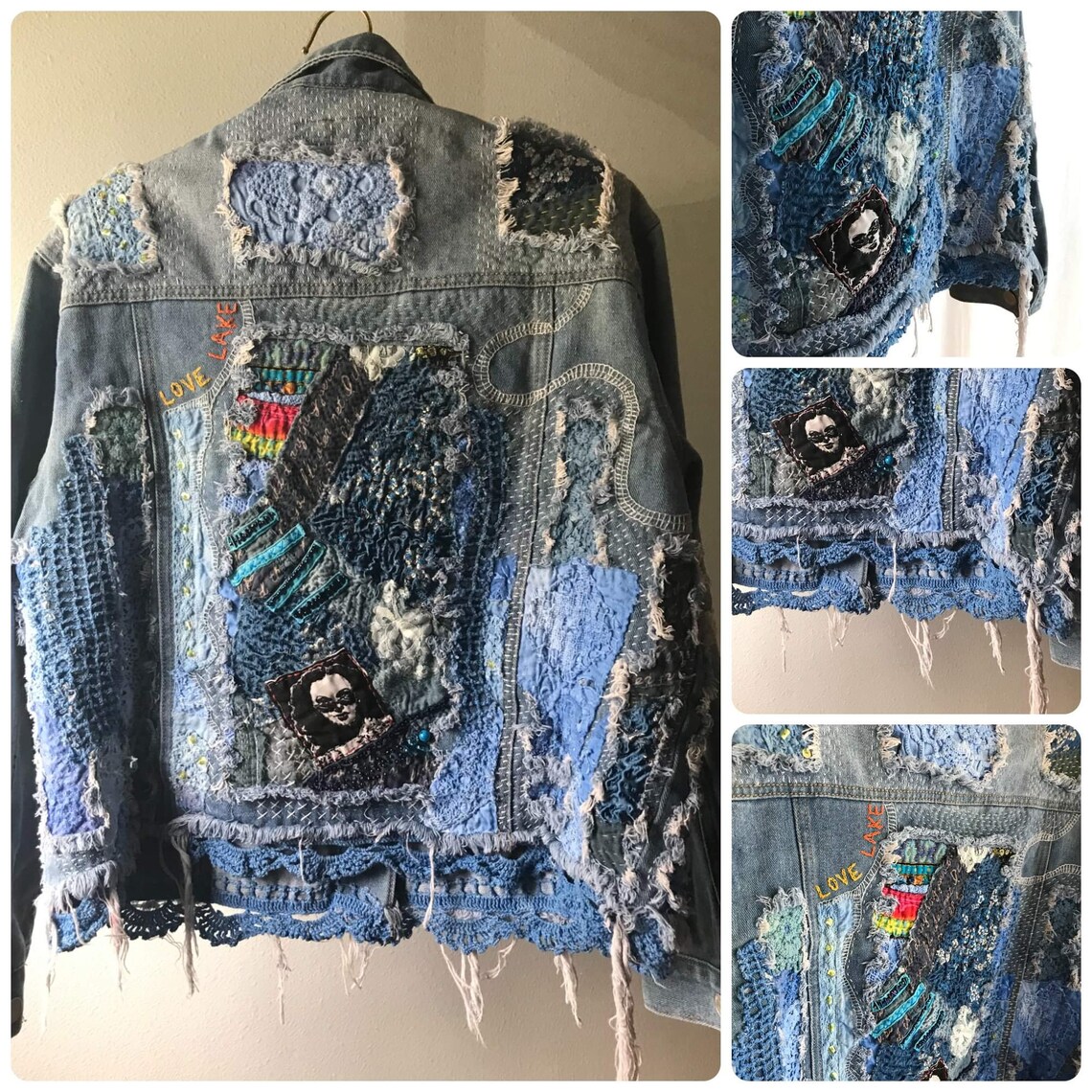 Upcycled Jean Jacket Hand Stitched With Unique One of the Kind - Etsy