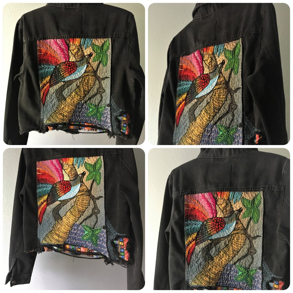 Upcycled Jean Jacket Hand Stitched With Unique One of the Kind ...