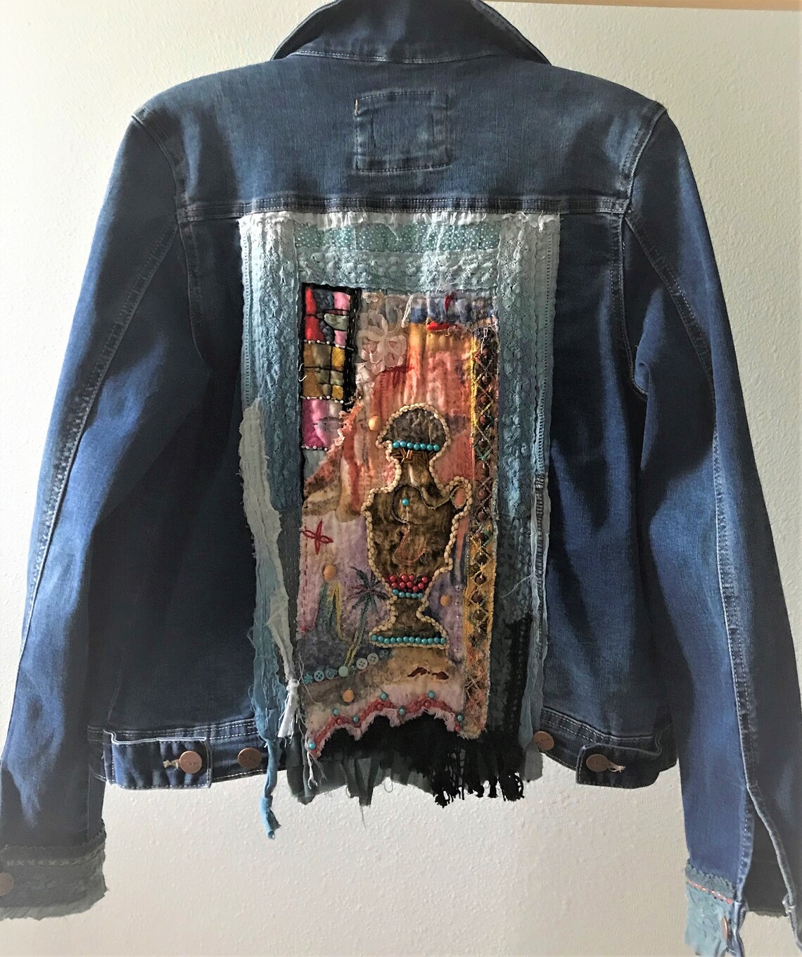 Upcycled Jean Jacket Hand Stitched With Unique One of the Kind ...