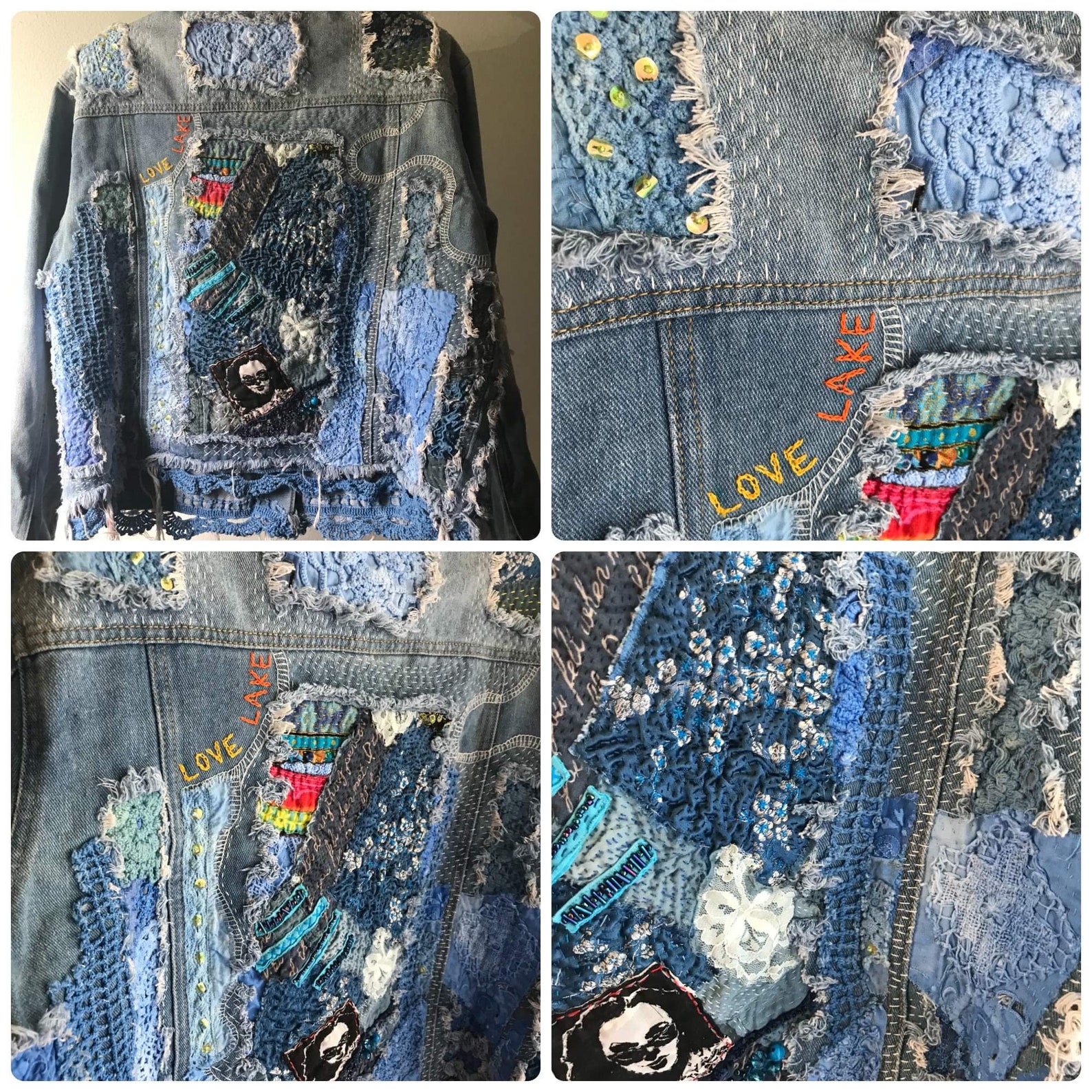 Upcycled Jean Jacket Hand Stitched With Unique One of the Kind - Etsy