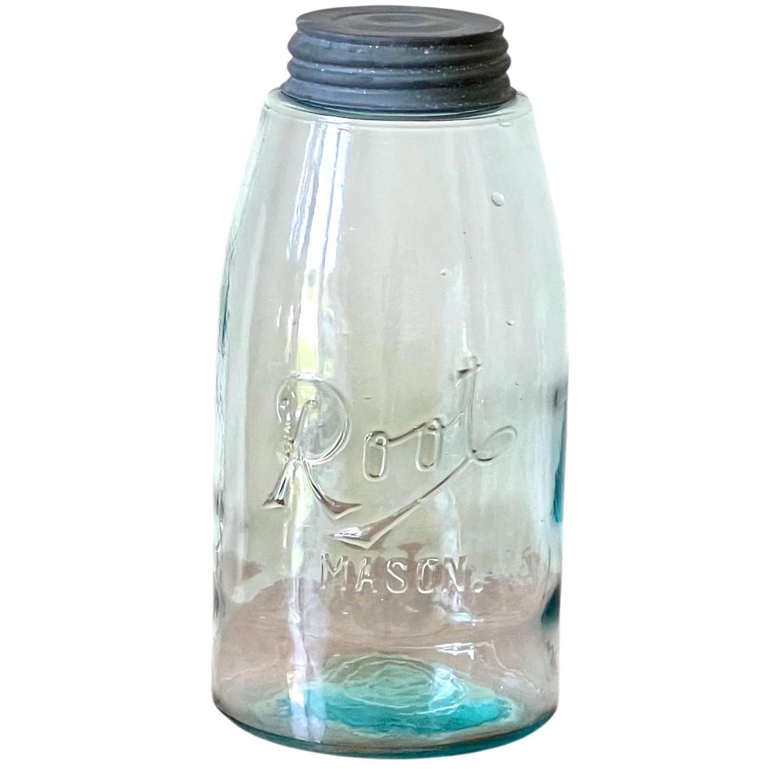 Antique Aqua Root Mason Half Gallon Fruit Jar - Etsy