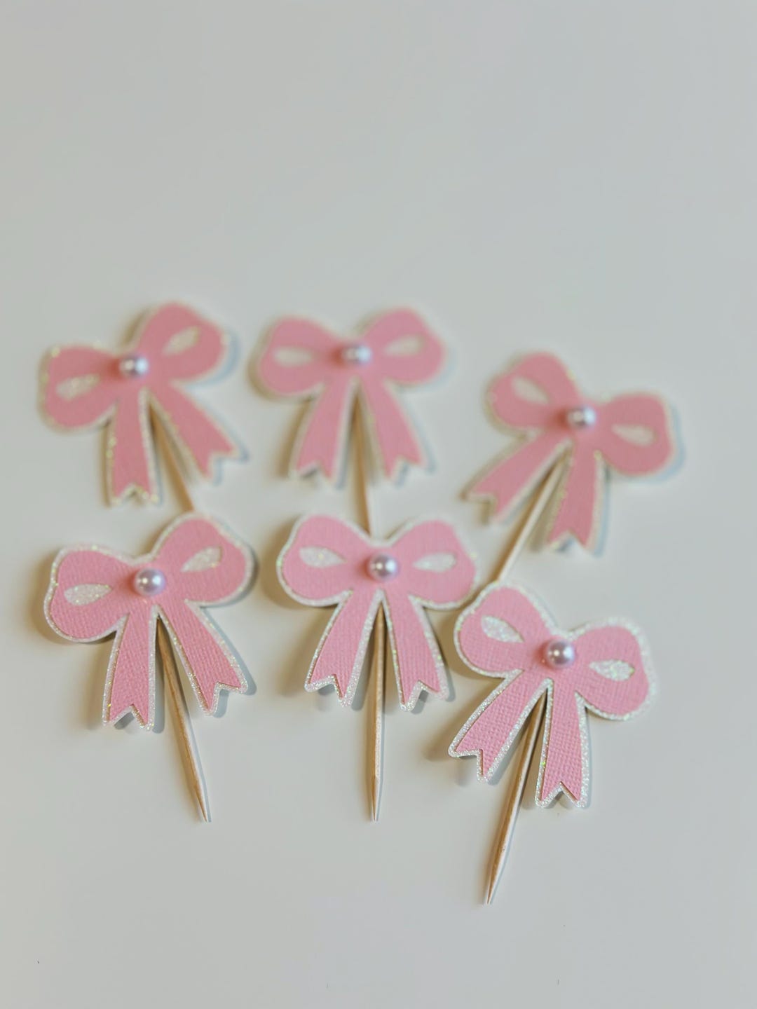 Bows-pink-girly-cupcake Toppers-custom Toppers-pink-baby Shower ...