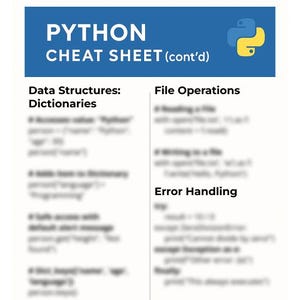 Python Basics Quick Reference Cheat Sheet | Printable PDF Coding Guide for Beginners - Etsy