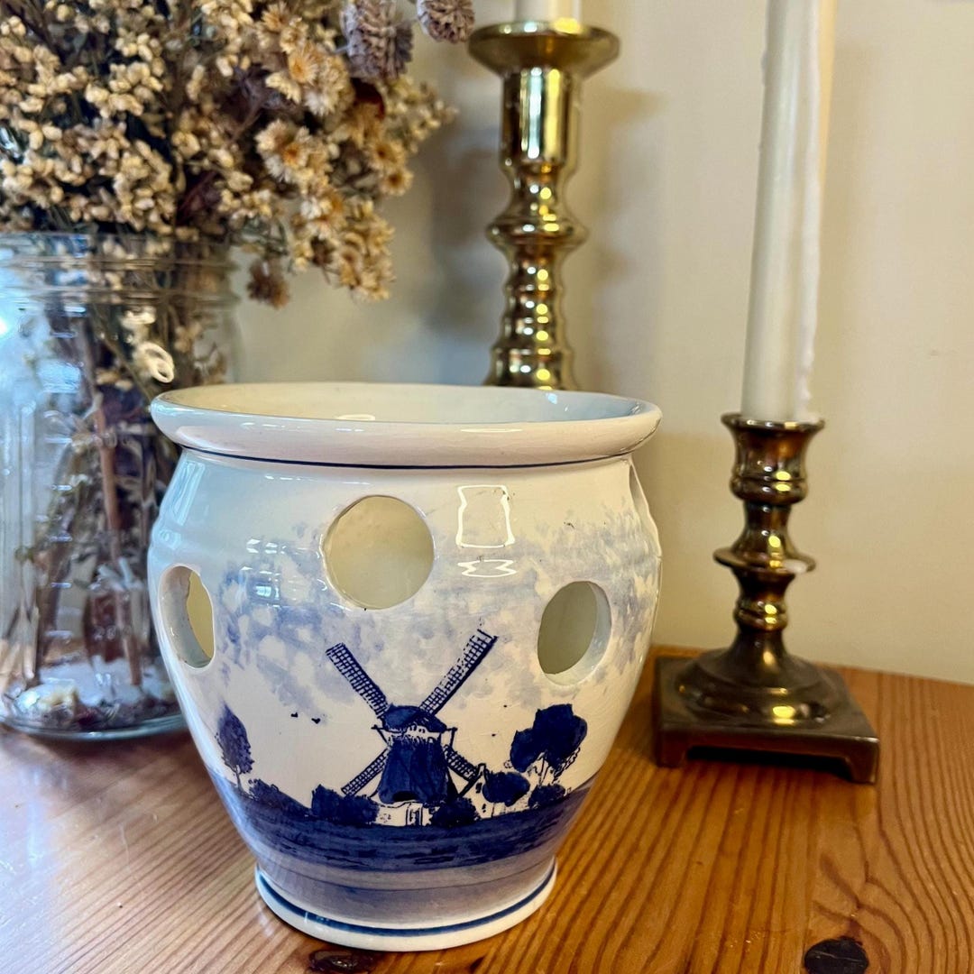 Vintage Delft Pot | Delft Ceramic Vase | Vintage Delft | Blue and White ...