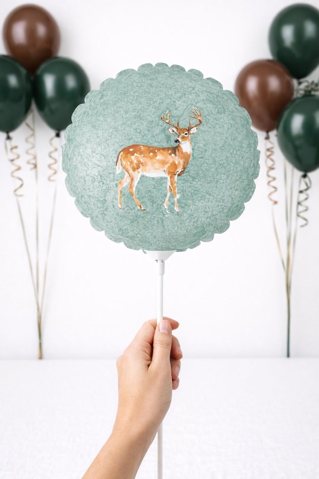 Deer Hunting Birthday Balloon, 11 Inch Deer Balloon on Stick, Hunting ...
