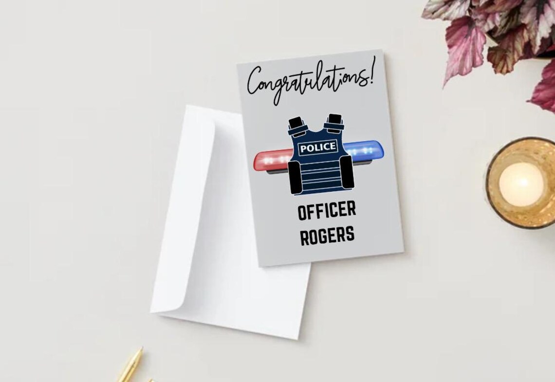 Police Officer Graduation Card, Editable Canva Template, Police Academy ...