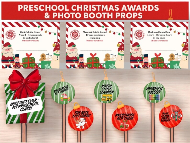 Preschool Christmas Party Awards & Photo Props | Printable Classroom ...