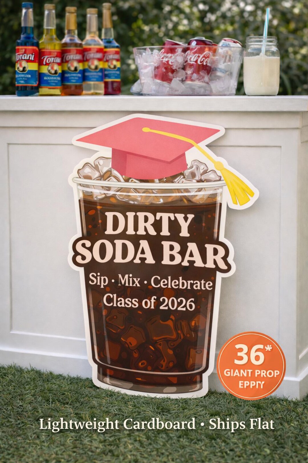 3FT Dirty Soda Bar Graduation Sign | Class of 2026 Party Decor | Giant ...