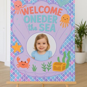 Editable Under the Sea 1st Birthday Board Template, Ocean Party Photo ...