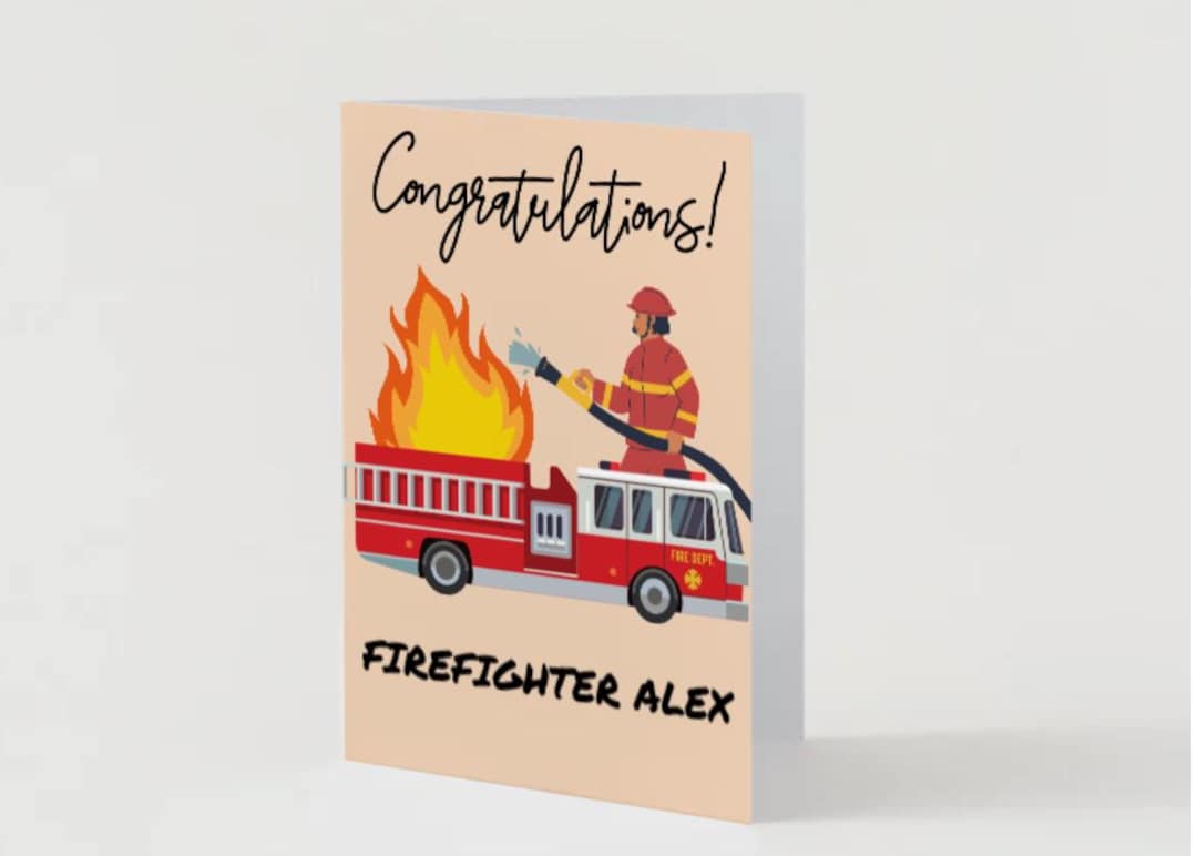Personalized Firefighter Graduation Card Keepsake | Editable Canva ...